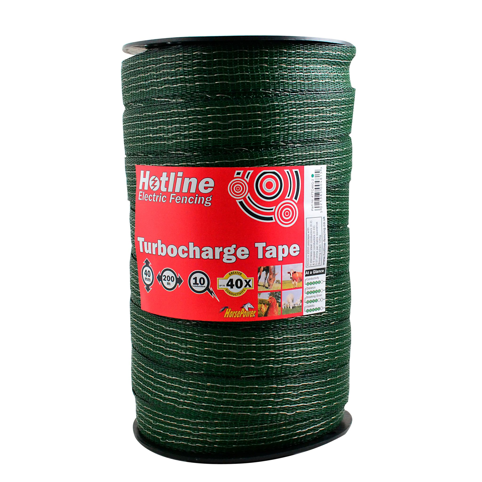 Hotline Turbocharge Electric Fence Tape 40 mm x 200 m - Green