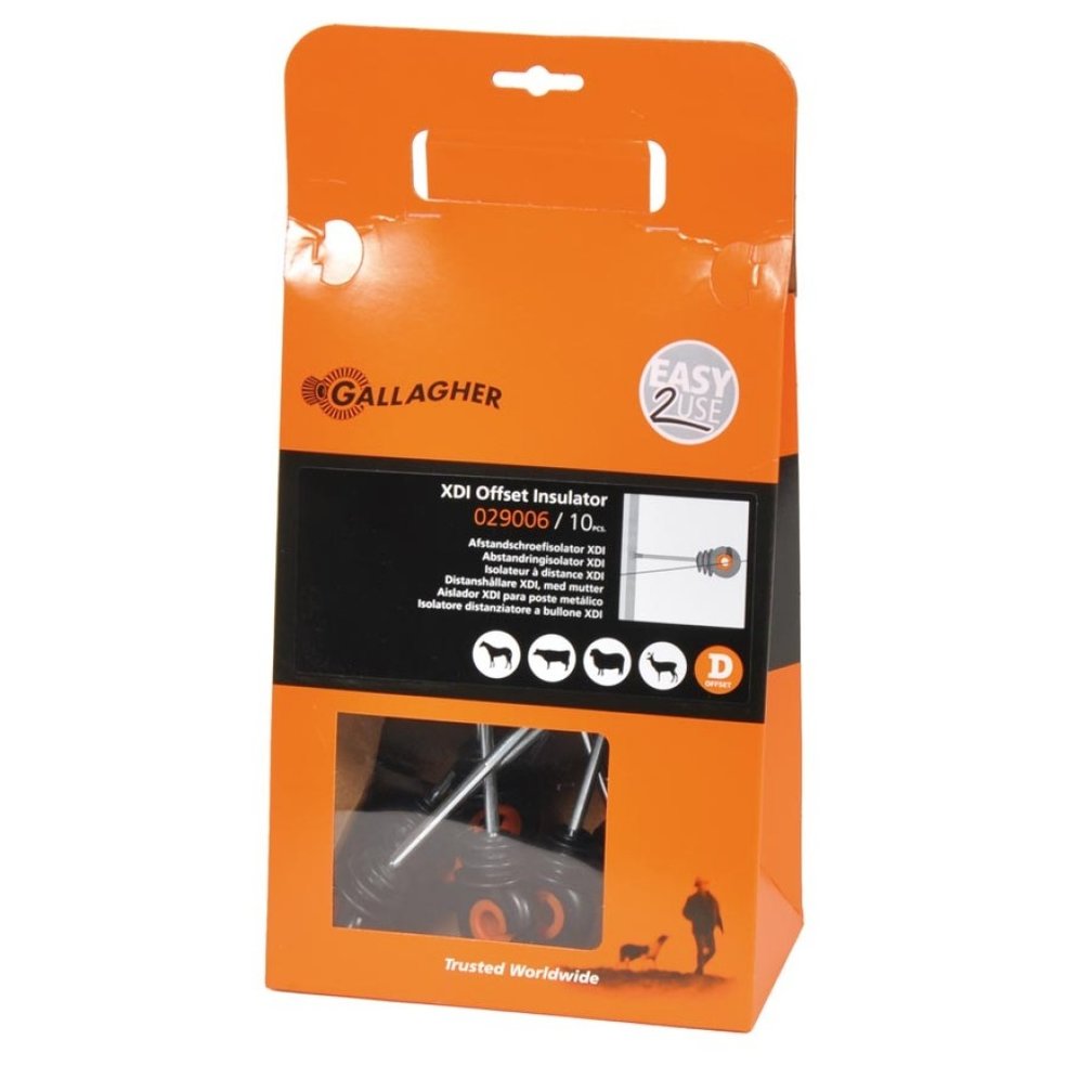10x Gallagher XDI Offset Bolt-on Insulator 20 cm/M6 - Electric Fence Online