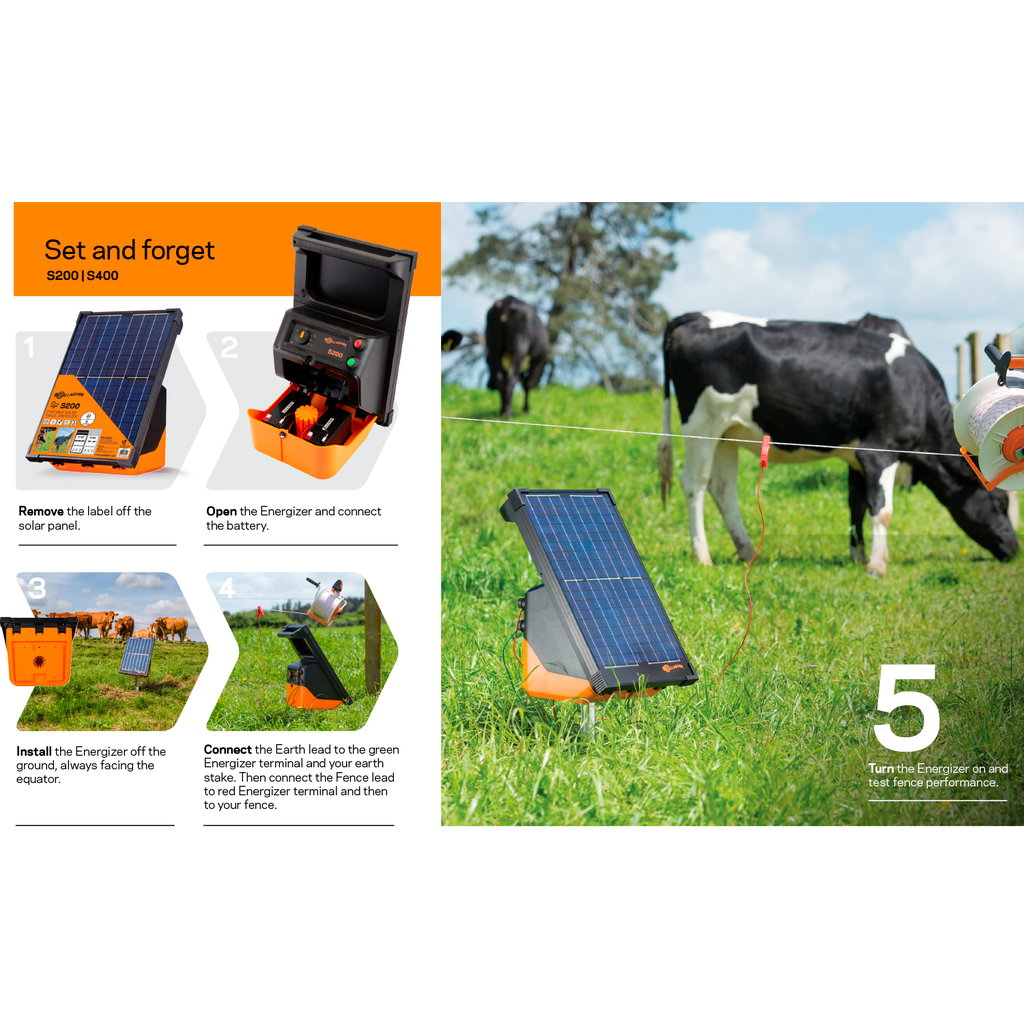 Gallagher S200 Solar Electric Fence Energiser/Charger - Electric Fence ...