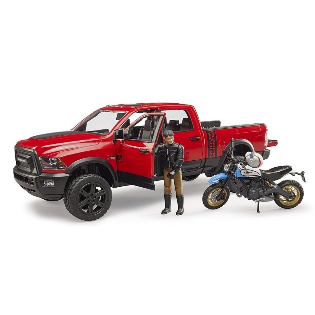 Bruder RAM 2500 Power wagon, Scrambler Ducati Desert Sled and driver 1 ...