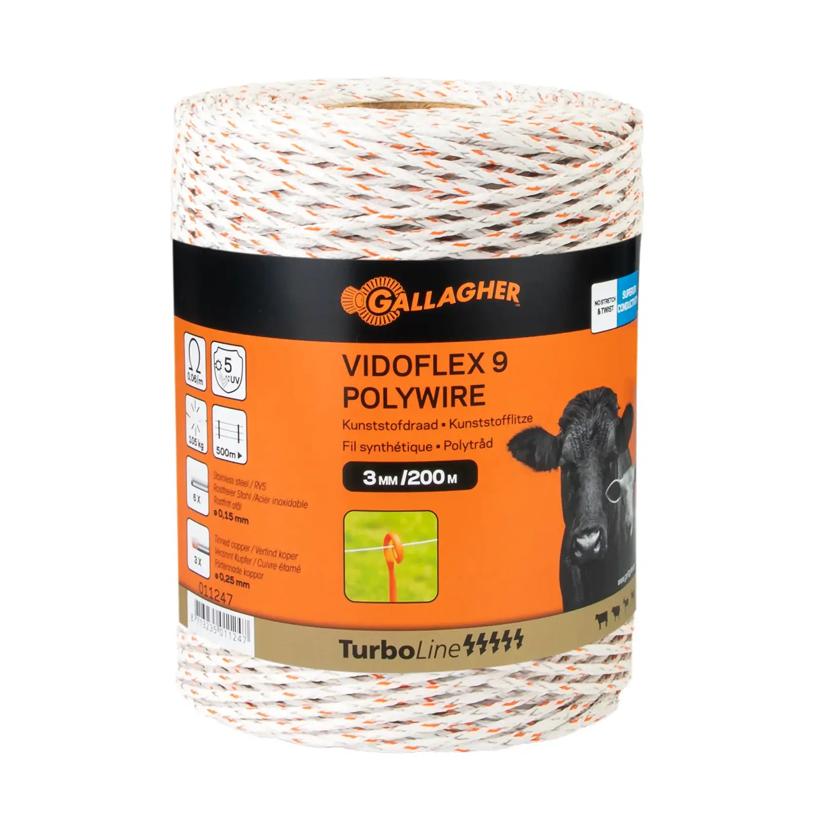 Gallagher Vidoflex 9 TurboLine Polywire 200 m - White
