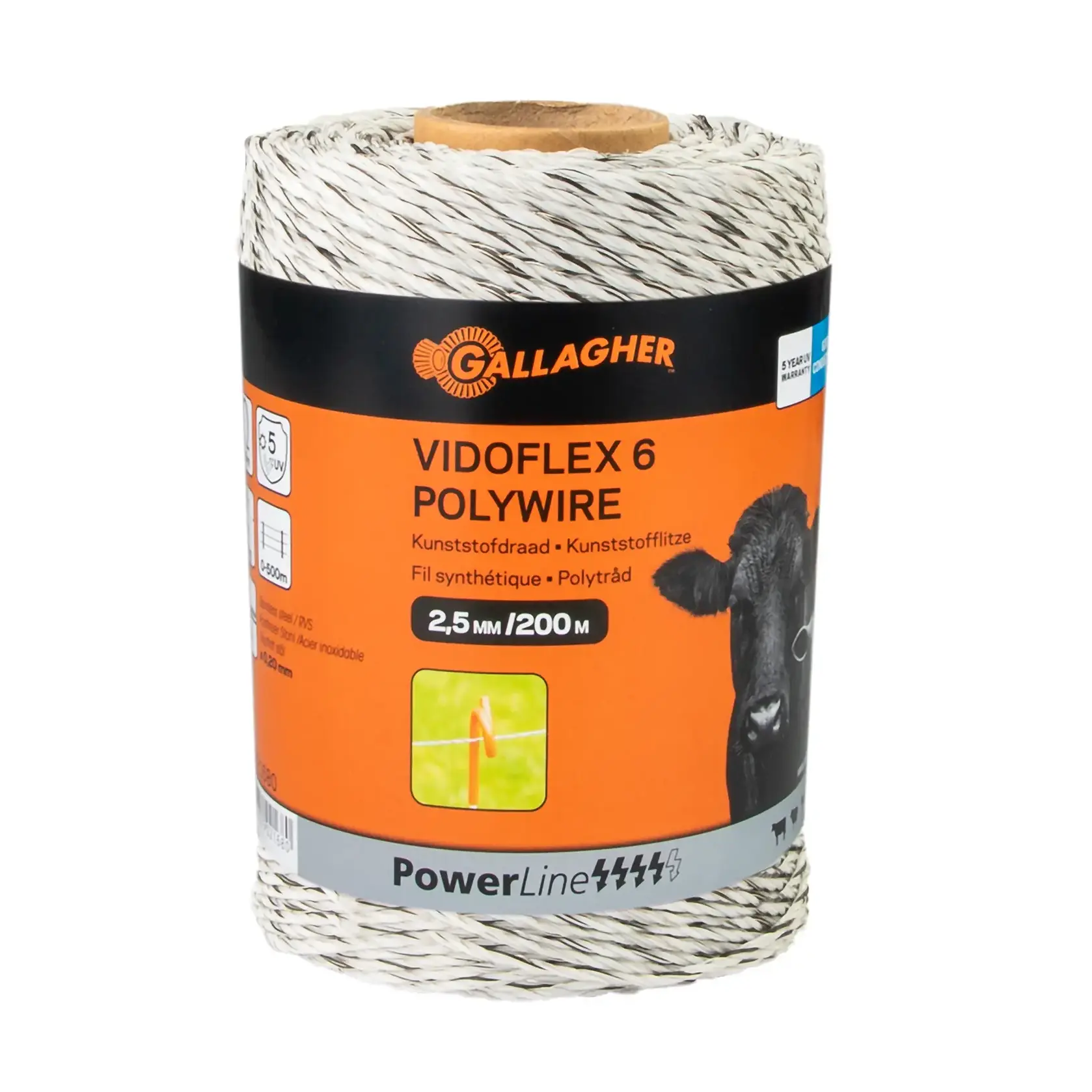 Gallagher Vidoflex 6 Polywire PowerLine 200 m - White - Strong & Durab