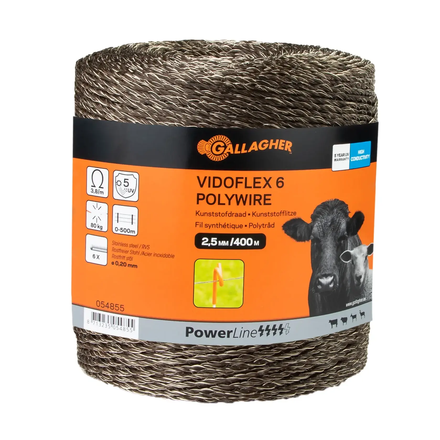 Gallagher Vidoflex 6 Polywire PowerLine 400 m - Terra - Strong & Durab