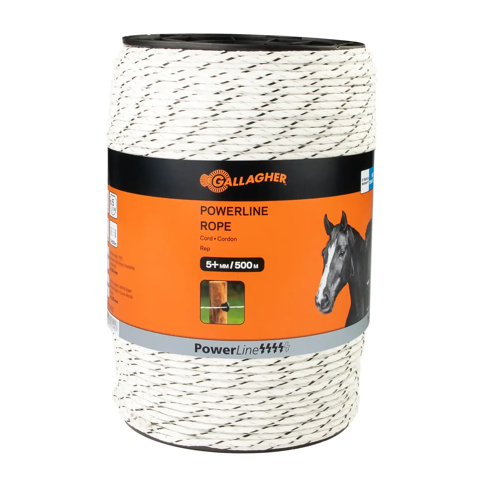 Gallagher PowerLine Braided Electric Fence Rope 500 m - White