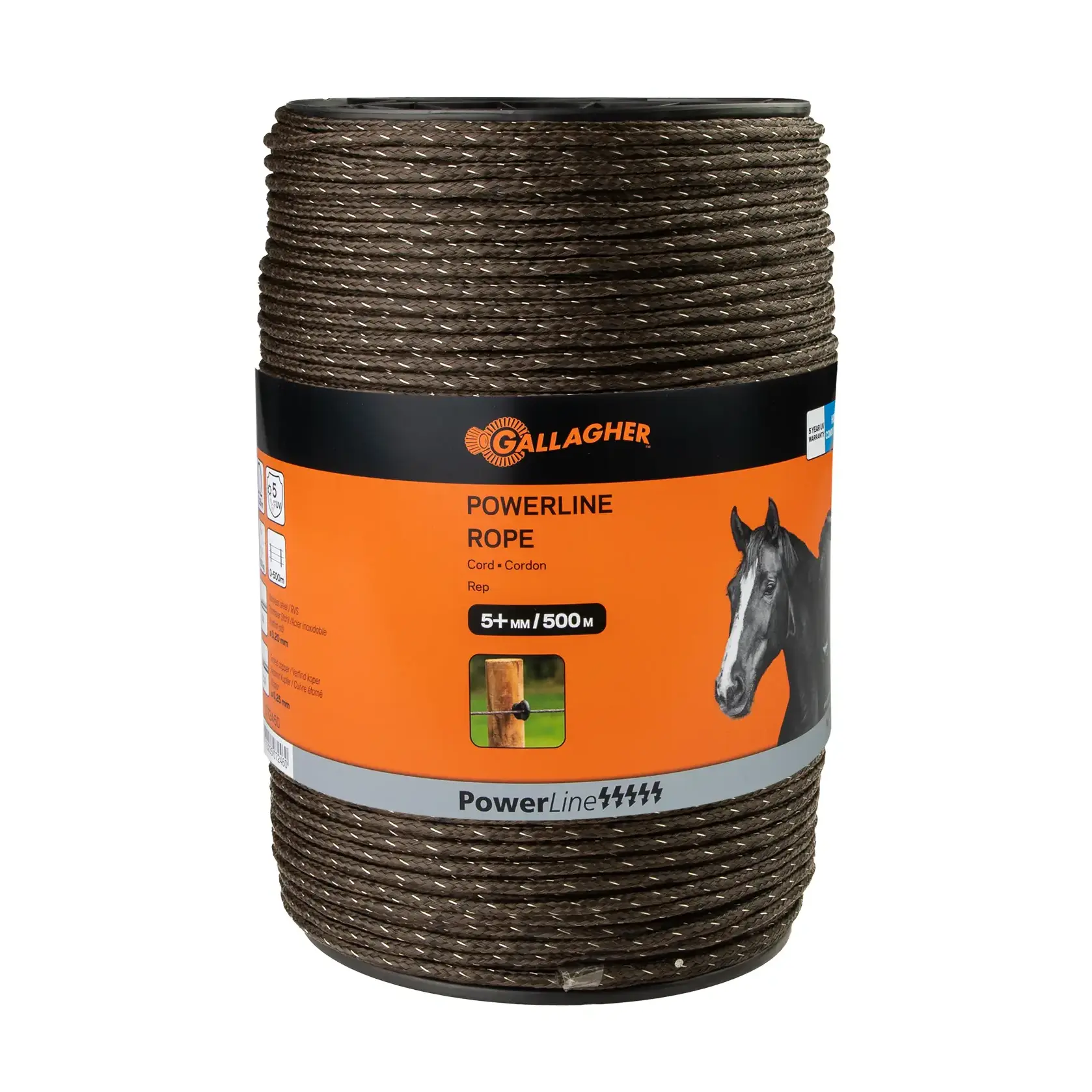 Gallagher PowerLine Braided Electric Fence Rope 500 m - Terra
