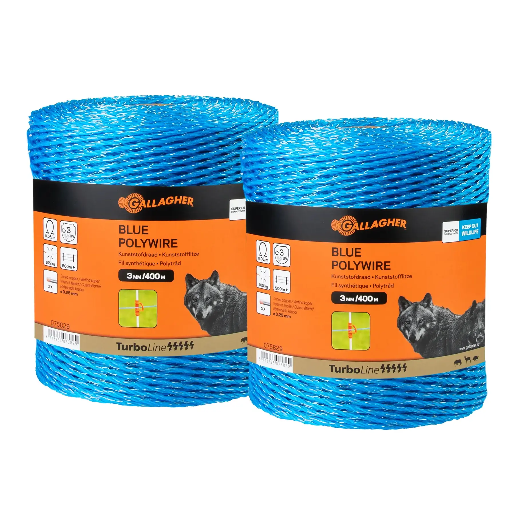2x 400m Duopack Gallagher TurboLine Polywire - Blue