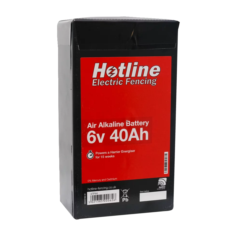 Hotline 6v Air Alkaline Battery - for Harrier Energisers - 6v 40amp/hr
