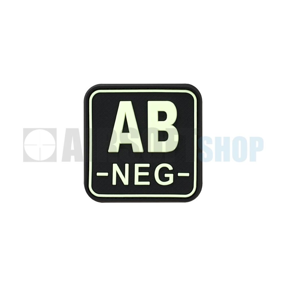 Bloodtype Square PVC Patch AB NEG (Glow In The Dark) - BELGEAR