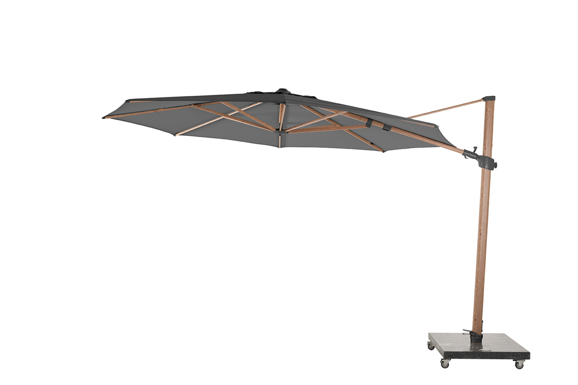 Ronde zweefparasol Ø350 - 4SO Siesta woodlook/Charcoal - Parasolkopen ...