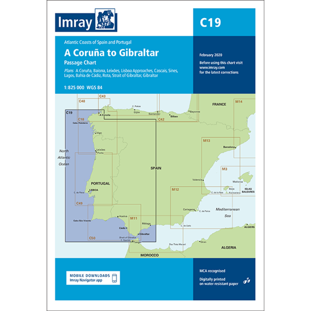 IMRAY CHART C19 A Coruña to Gibraltar