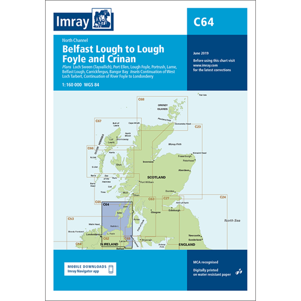 Chart C64 North Channel Belfast Lough to Lough Foyle and Crinan