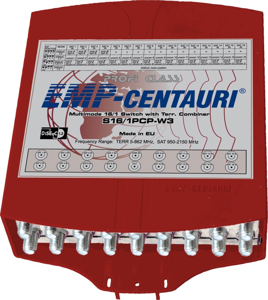 EMP DiSEqC 16/1 switch inclusief behuizing - Satelliet winkel CardWriter