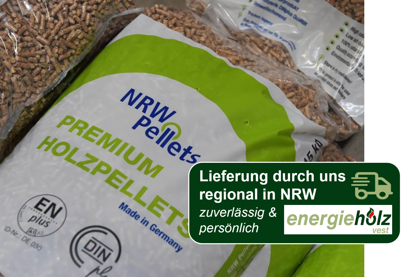 NRW Holzpellets Sackware auf Palette - 990 kg - DINplus - Energieholz ...