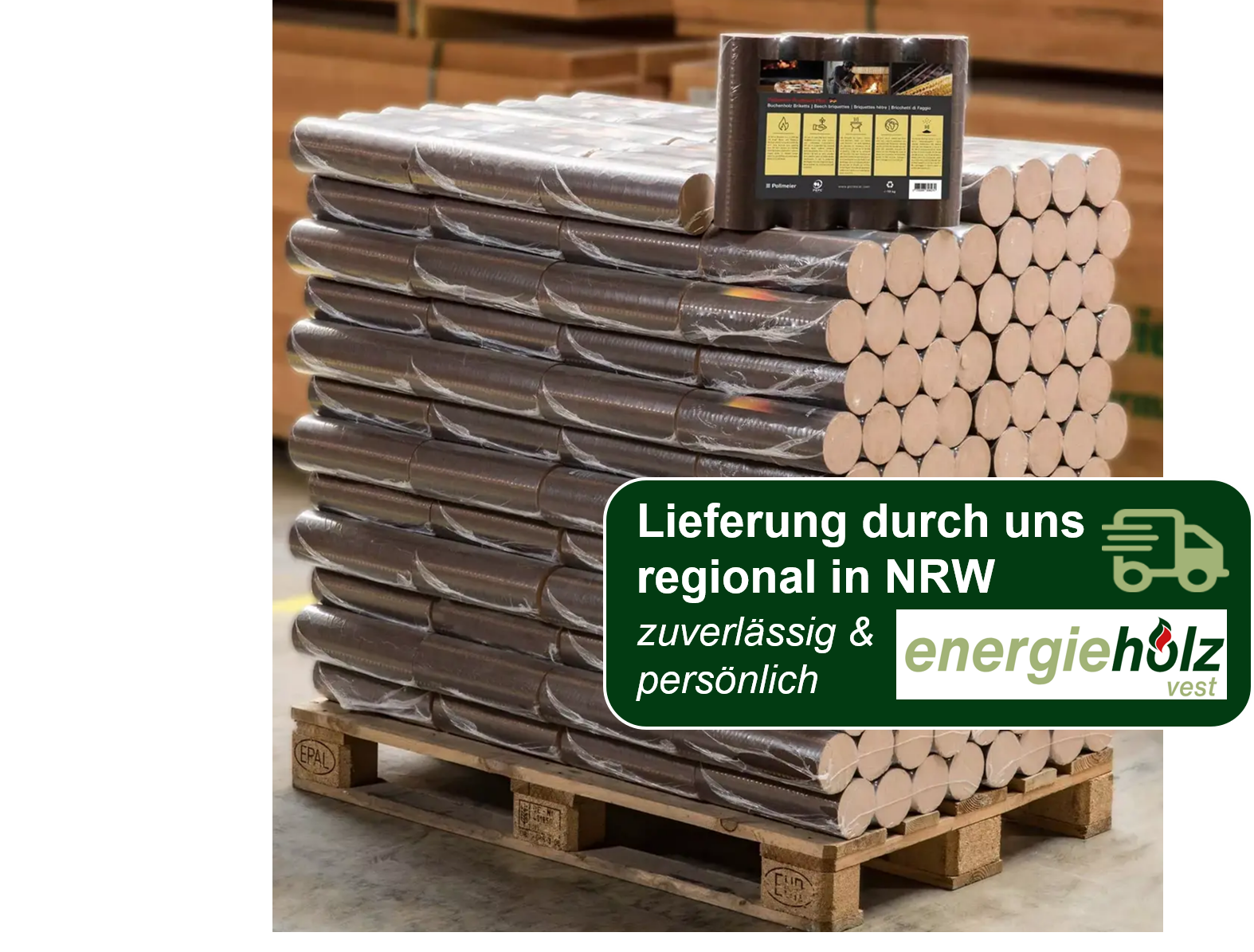 Pollmeier runde Buchenbriketts - Premiumqualität Plus - Energieholz ...