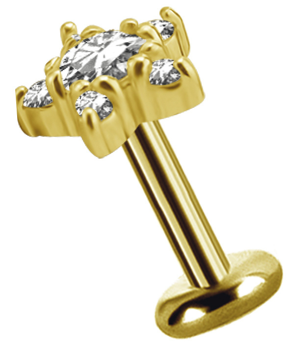 18 Karat Gold Ear Piercing - Premium Zirconia Star - Piercings Works