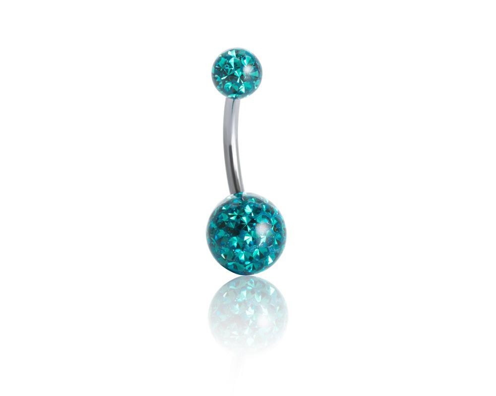 Surgical Steel Belly Ring - Blue Premium Zirconia - Piercings Works