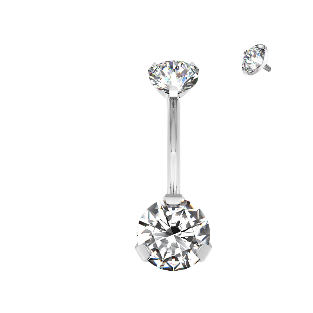 Titanium Belly Piercing - Crystals - Piercings Works