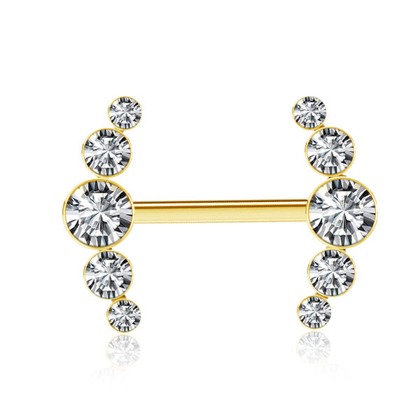 Stylish Nipple Barbell - Zirconia Crescent - Piercings Works