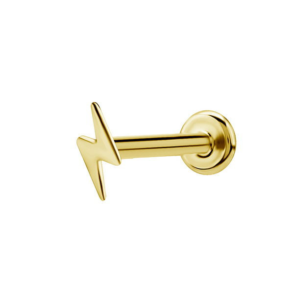 Gold Plated Titanium Barbell - Lightning Bolt - Piercings Works