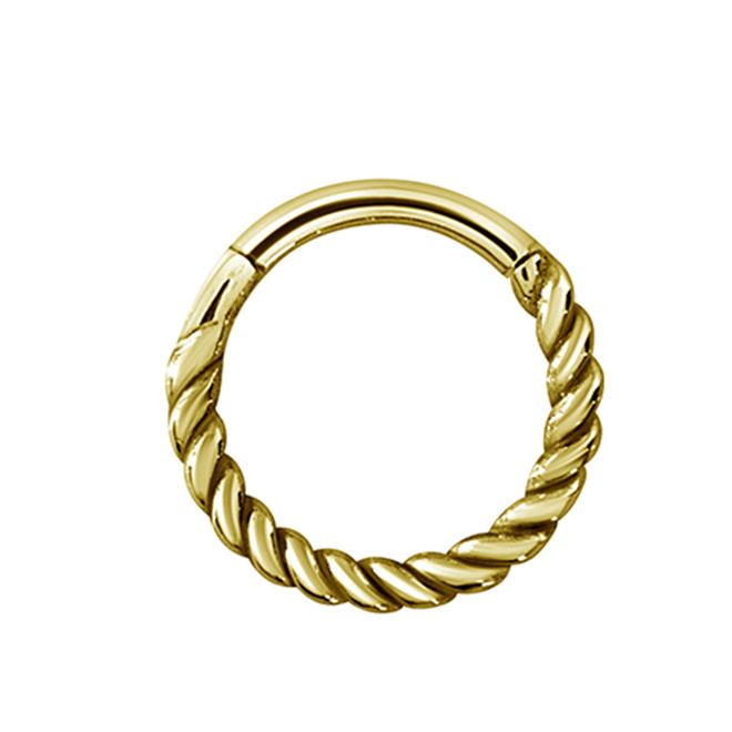 Gold Plated Piercing Ring - Twisted Rope - Piercings Works