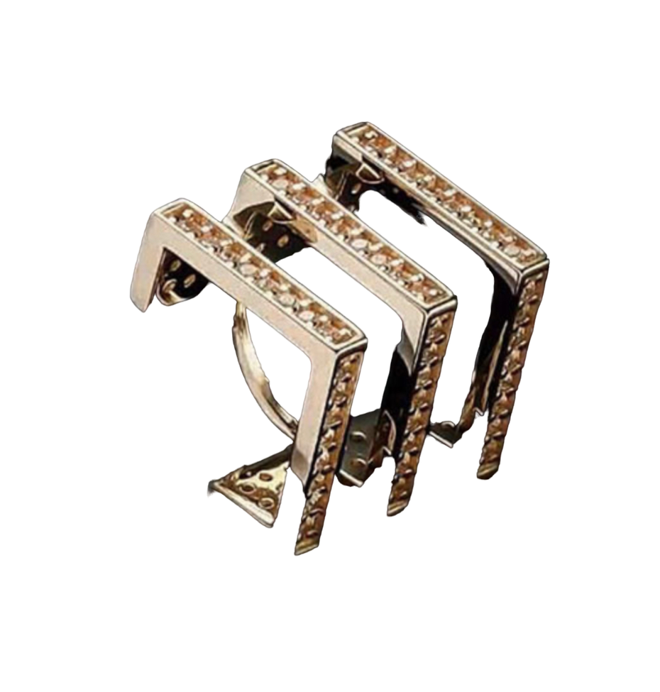 14Kt Solid Yellow Gold Piercing Ring - Triple Chevron - Piercings Works