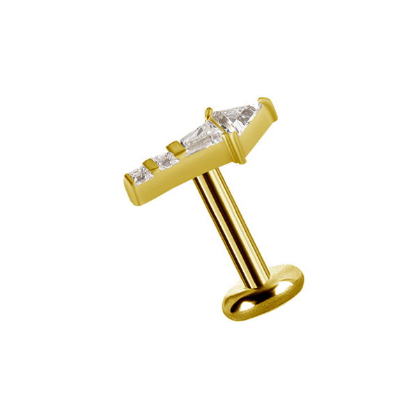 Exquisite 18 Karat Gold Piercing with Arrow Design and Zirconia Stones ...