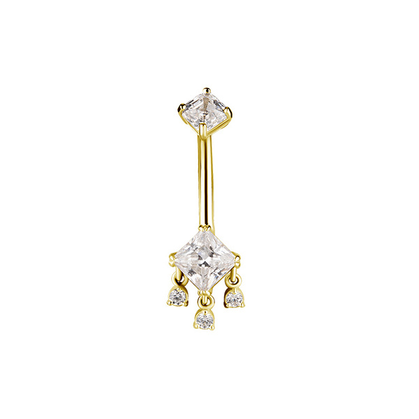 Enchanting Elegance: 18 Karat Gold Navel Piercing with Zirconia ...