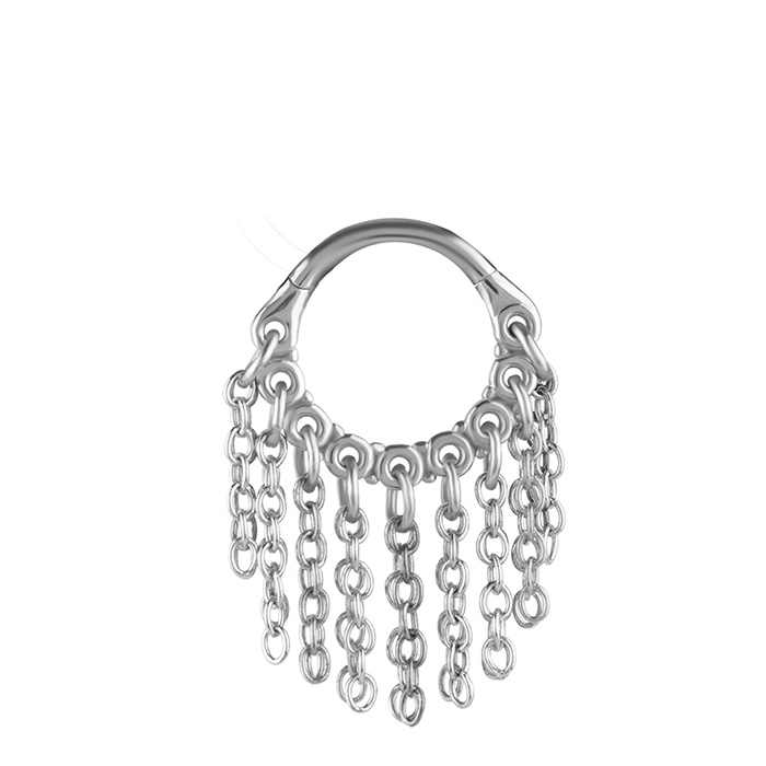 Beautiful Helix Piercing with Hanging Chains - Piercings Works