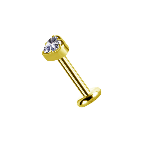 18 Karat Gold Heart-Shaped Ear Piercing Set with Premium Zirconia ...