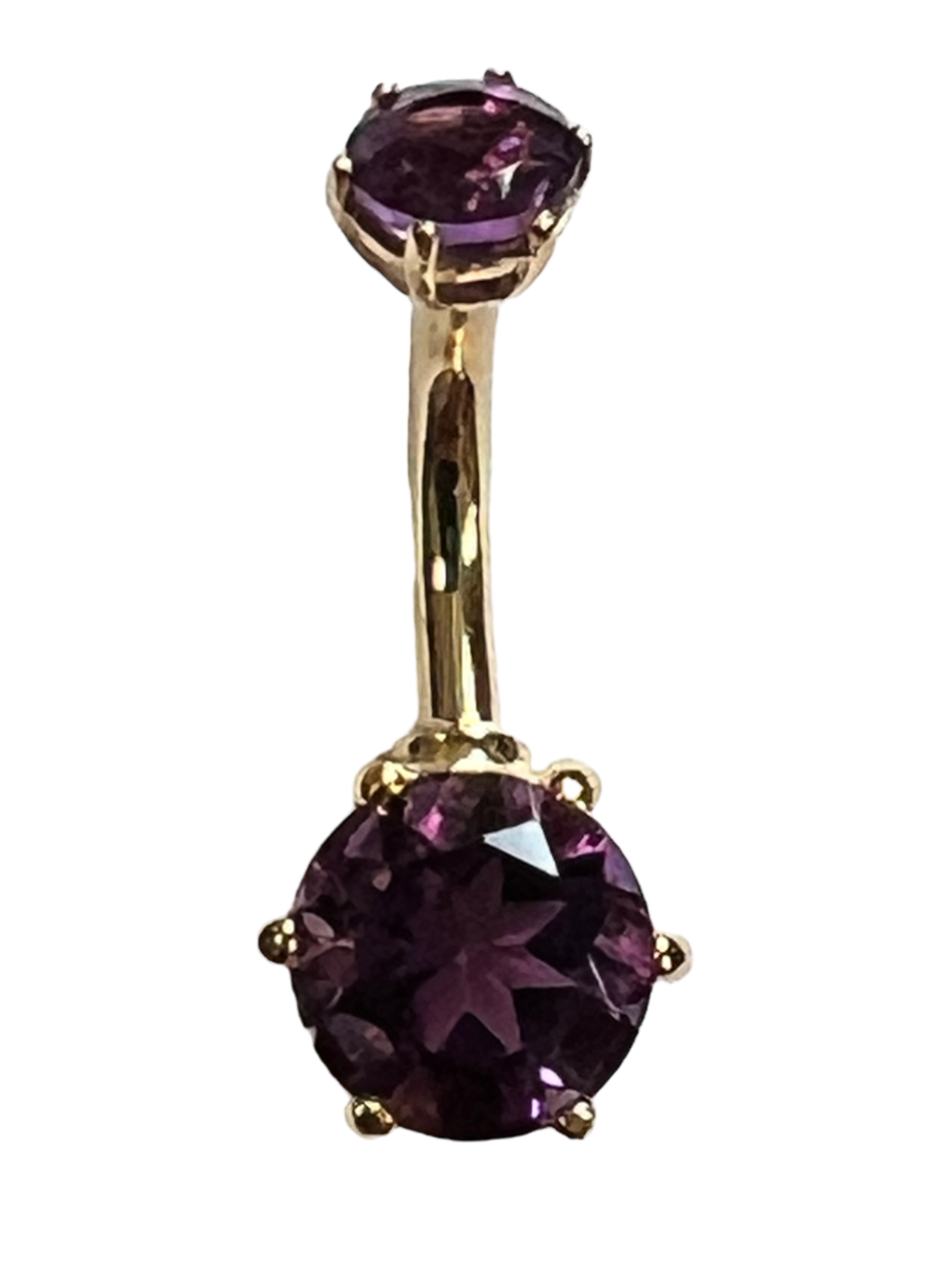 18 Karat Gold Navel Piercing with Alluring Amethyst - Piercings Works