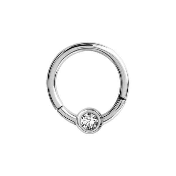 Surgical Steel Hinged Segment Ring - Premium Crystal - Piercings Works