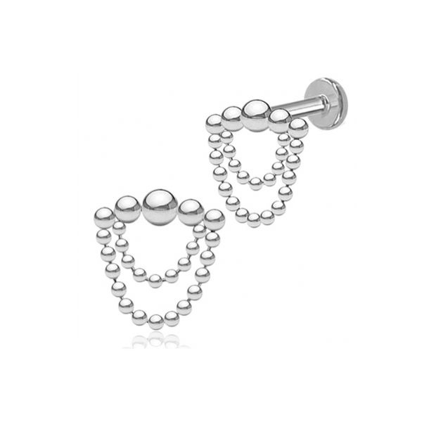 Exquisite Ear Piercing with Bead Chains - Piercings Works