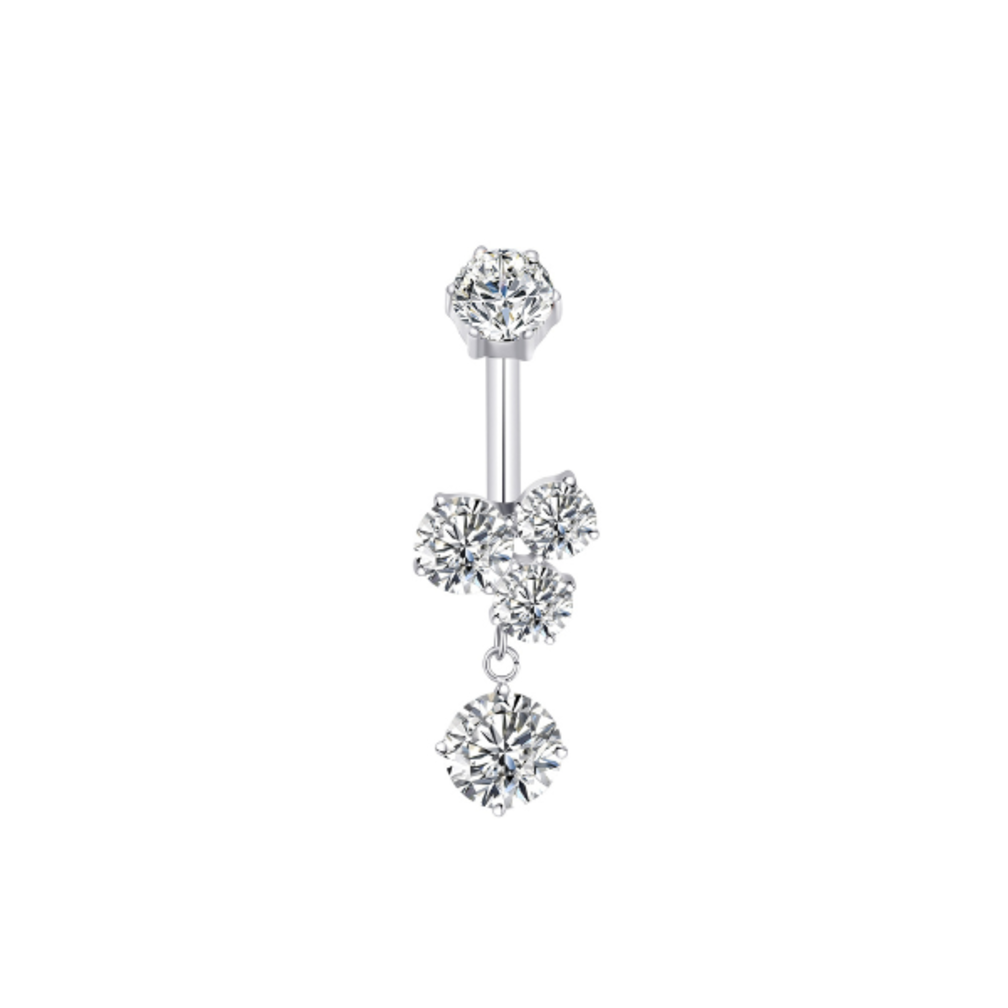 Elegant Titanium Belly Button Ring with Crystals - Piercings Works