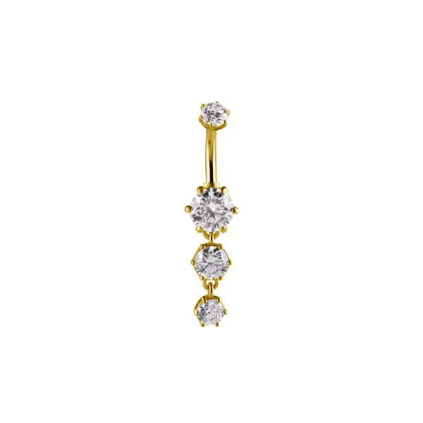 Elegant 18K Gold Navel Piercing with Premium Zirconia - Piercings Works