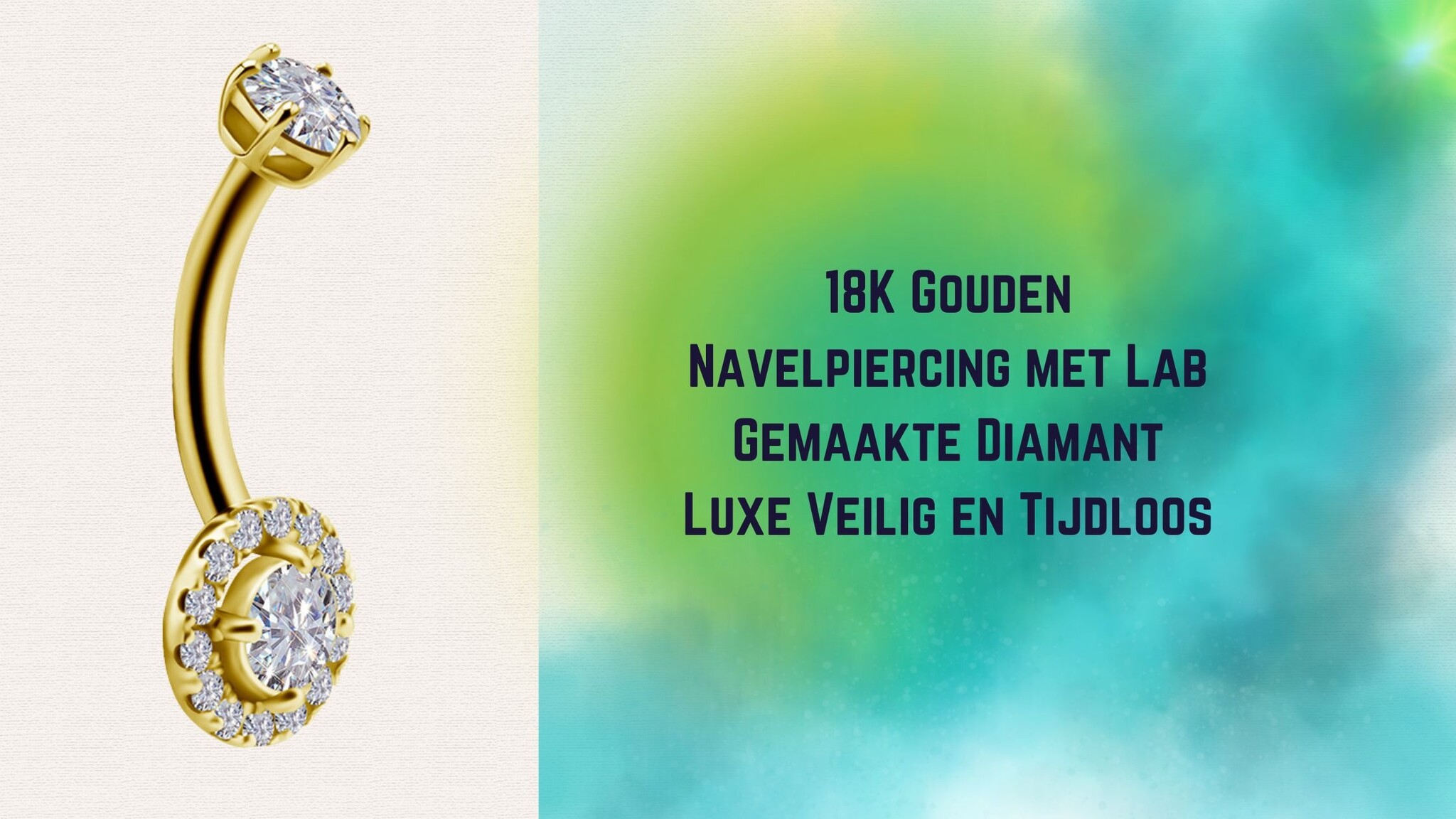 18K Gouden Navelpiercing met Lab-Gemaakte Diamant – Luxe, Veilig en ...