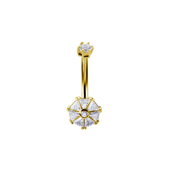 Golden Starburst Navel Piercing – Radiant Luxury in 18 Karat Gold ...