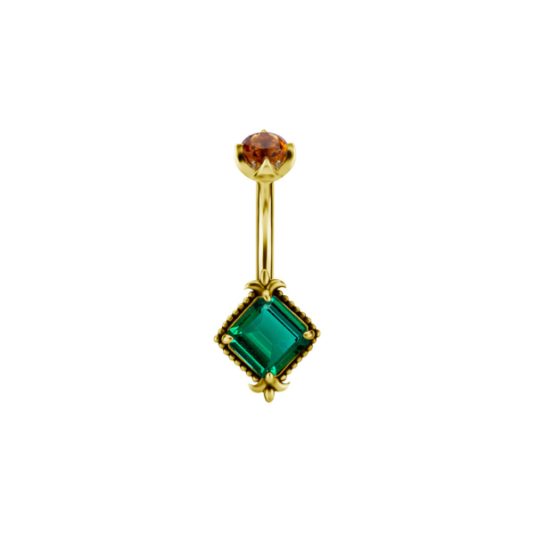 Golden Royal Emerald Navelpiercing – Pure Luxe in 18 Karaat Goud ...