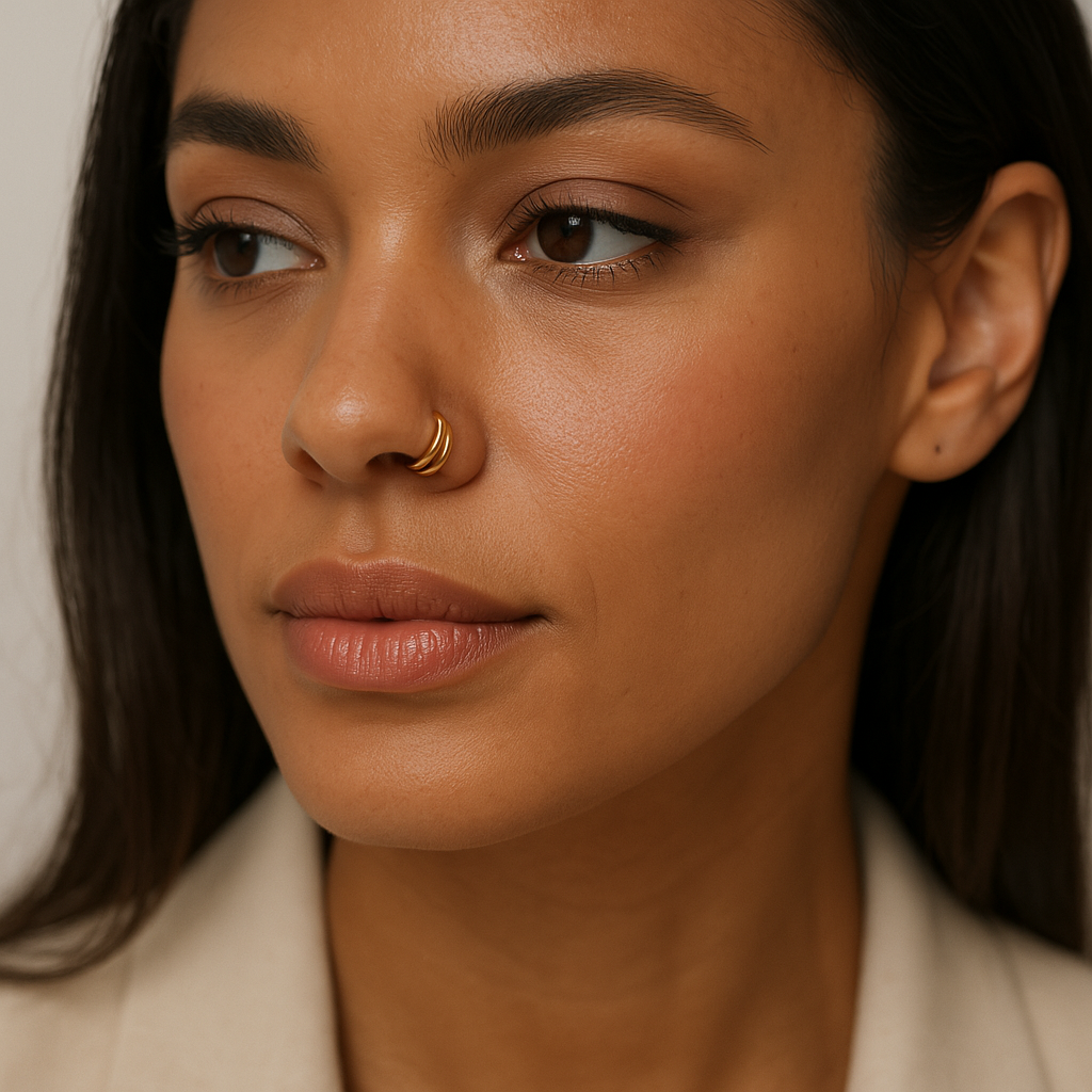 Spotlight: Dubbele Hoepelring voor de Neus - Piercings Works