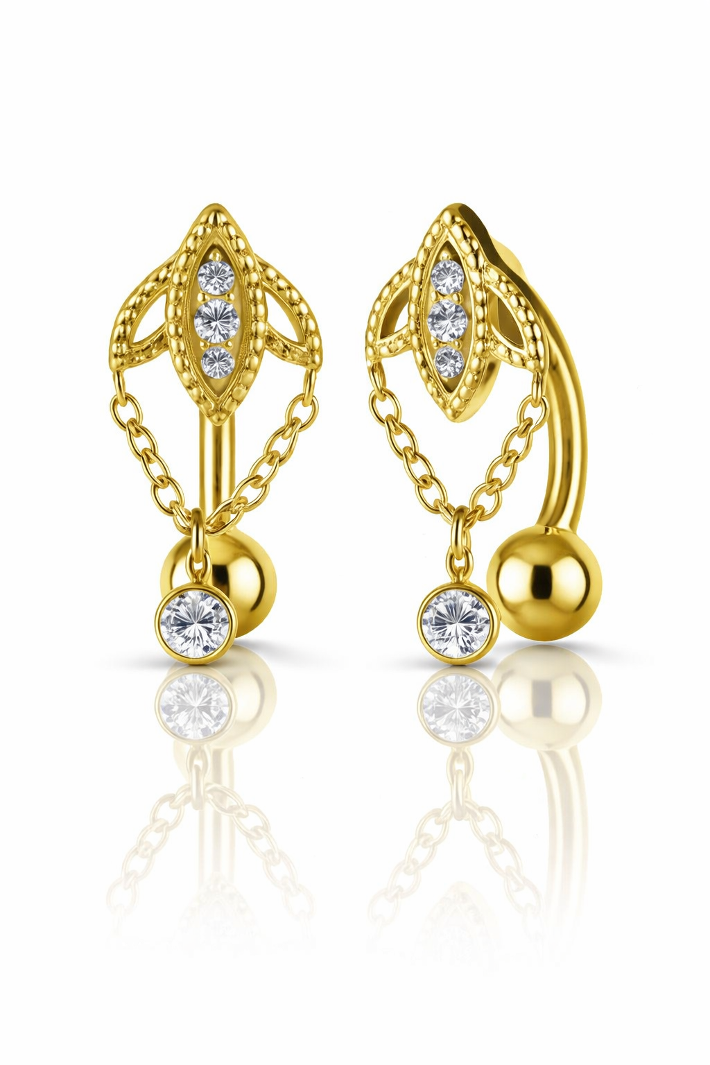 Golden Leaf Chain is a navel piercing - Piercings Works