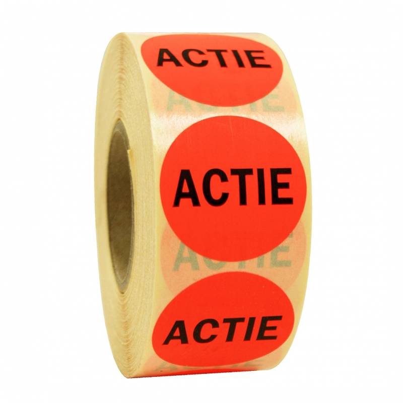 Sticker ACTIE 35mm - fluor rood/zwart - Shopdepot