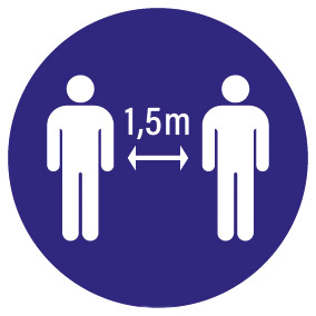 Pictogram indication keep 1.5m distance