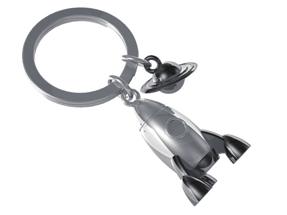 Metalmorphose Keyring - Key Fob - Rocket & Saturn - Axeswar Design