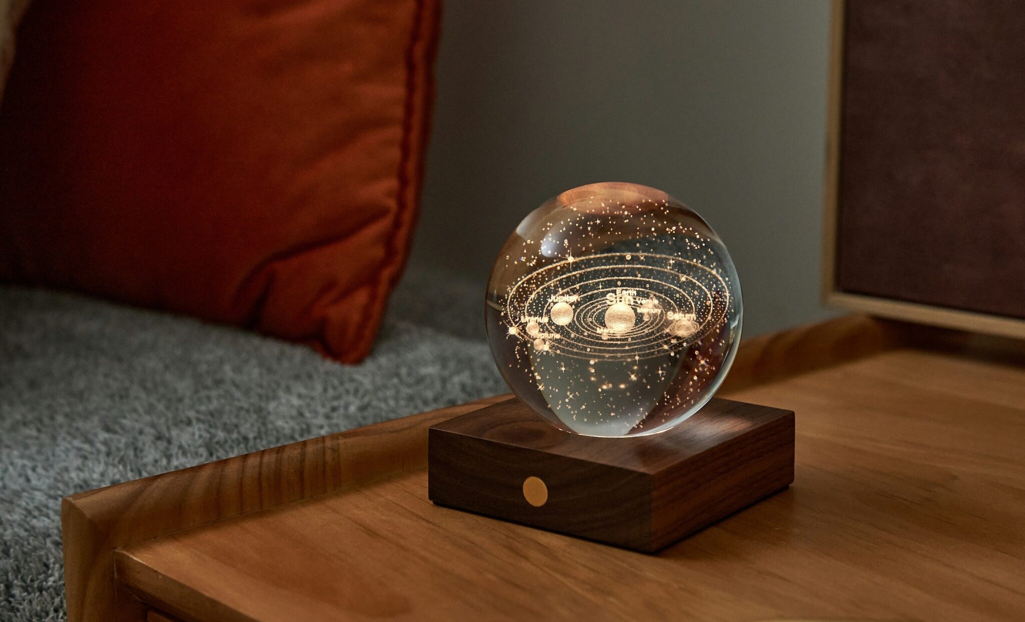 Amber Crystal Ball Night Light - Solar System - Gingko - Axeswar Design