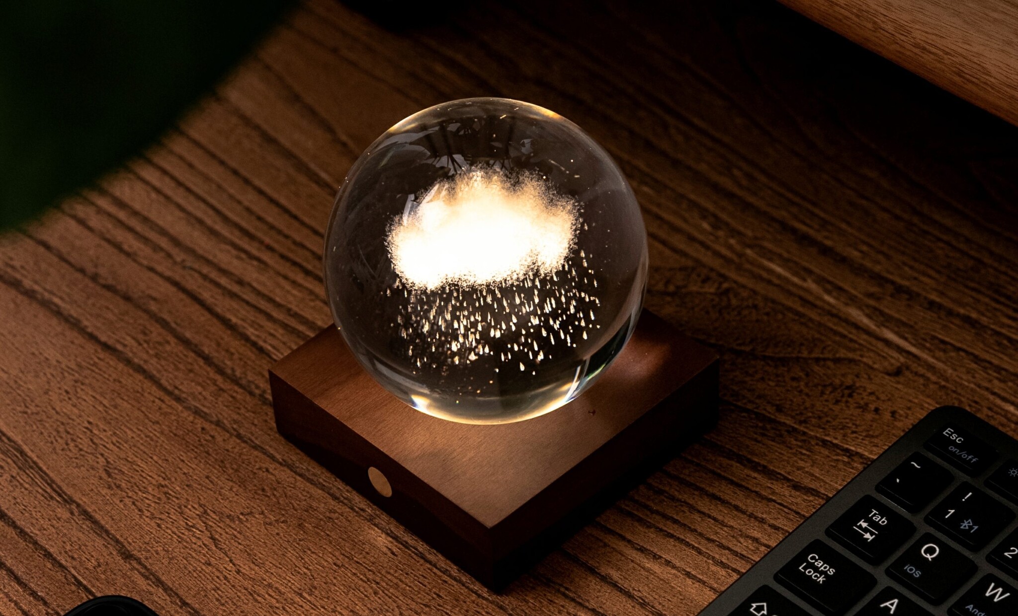 Amber Crystal Ball Night Light - Rain Cloud - Gingko - Axeswar Design