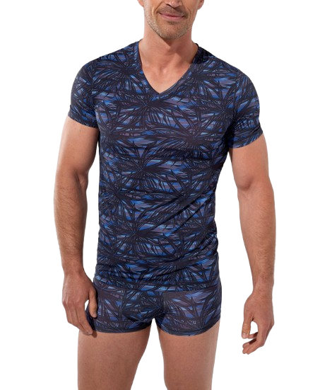 HOM Star Island T-Shirt V-Neck Blue Print - HOM-Shop.com