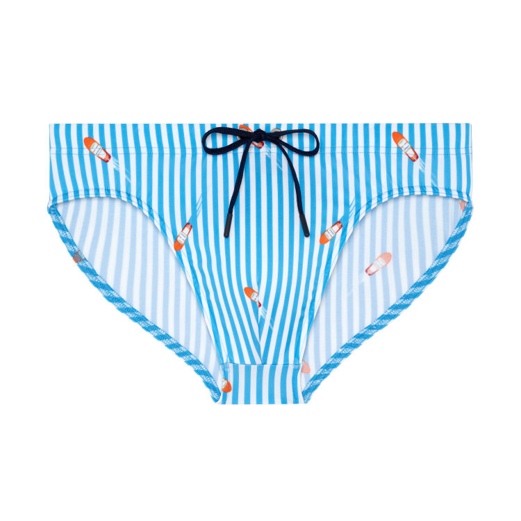 HOM Viareggio Swim Mini Briefs Blue White Stripes - HOM-Shop.com