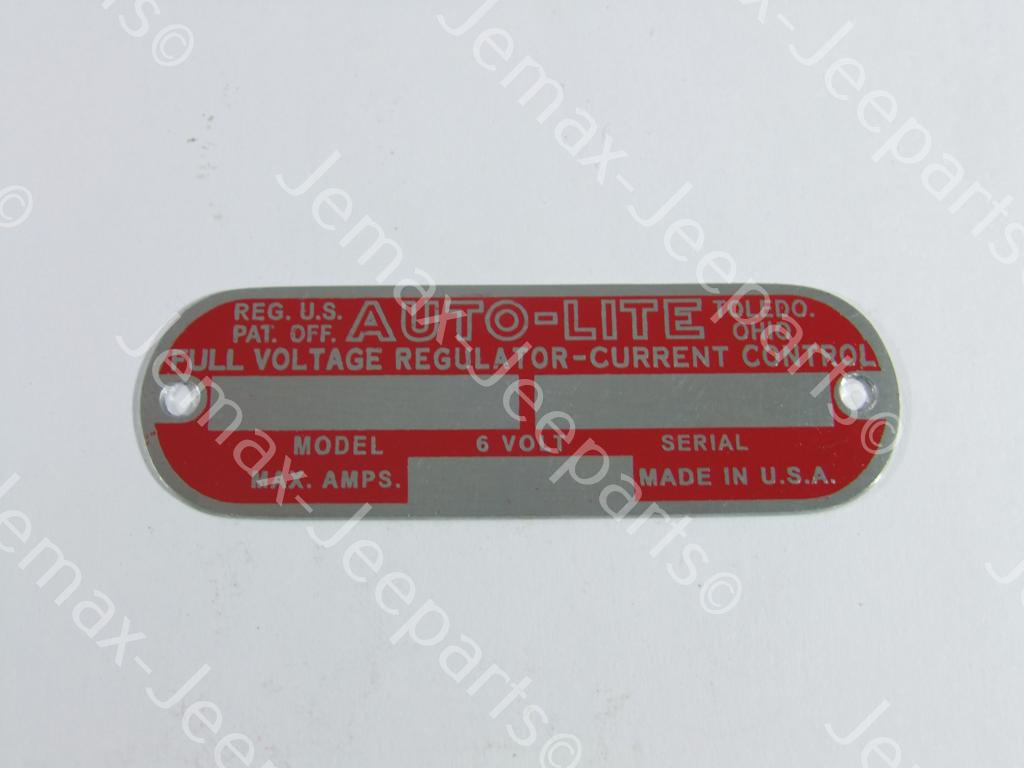 Decal Autolite 6V Regulator - Army Car Parts