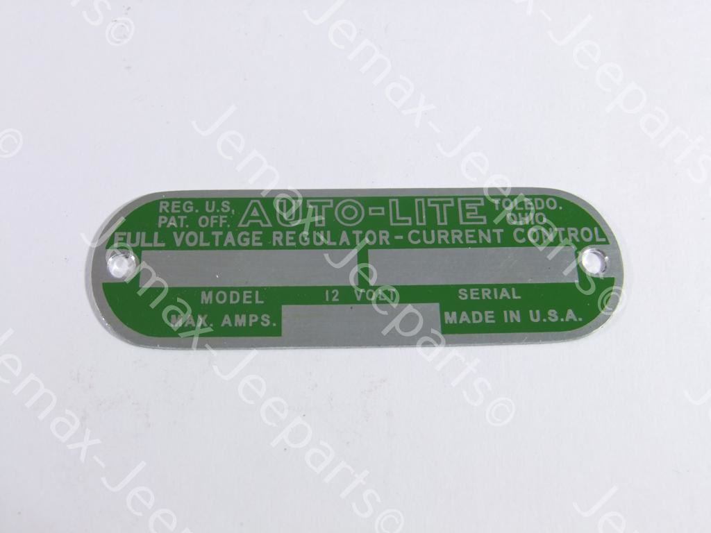 Decal Autolite 12V Regulator - Army Car Parts