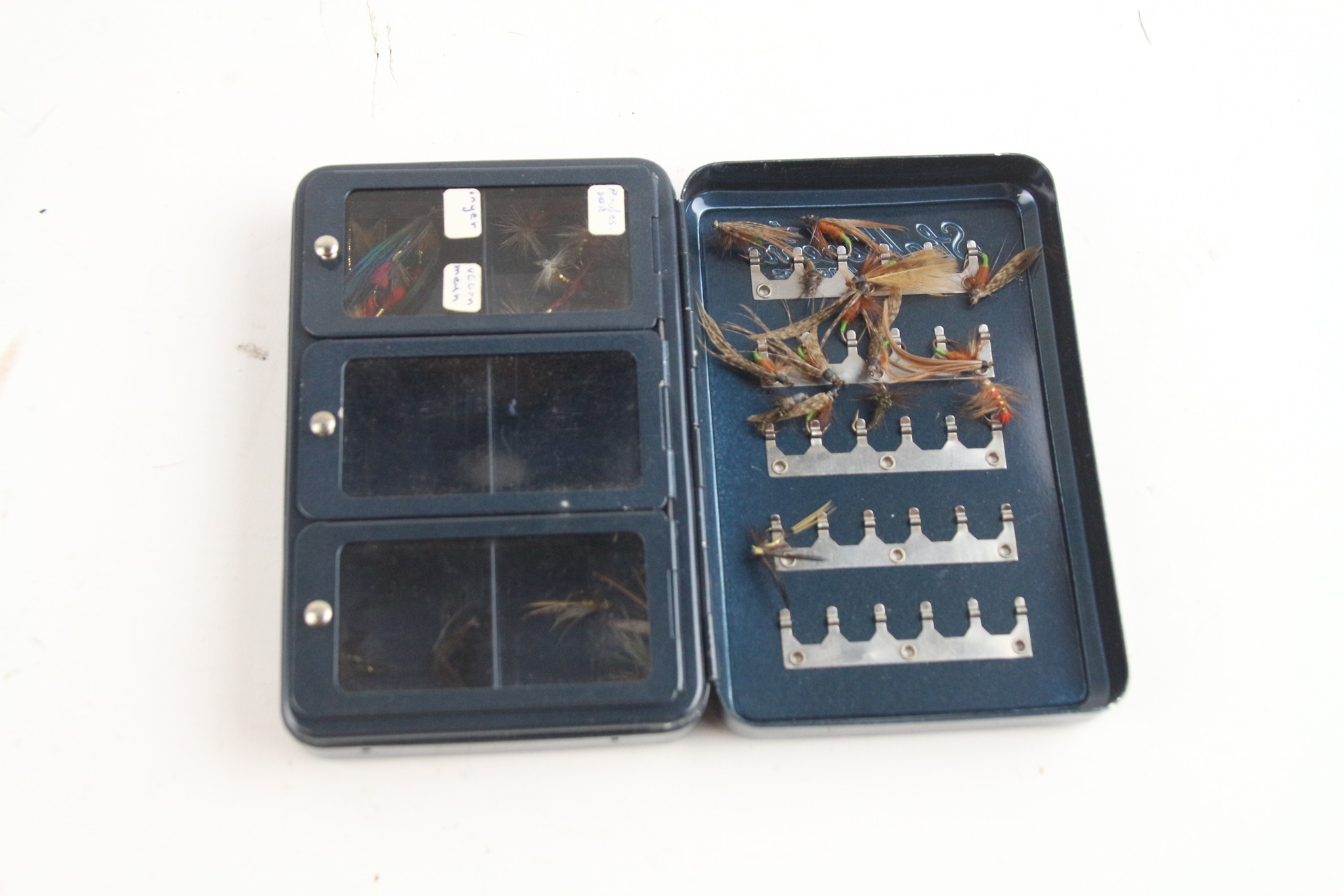 Shakespeare norris fly box filled with more than 25 small streamers ...