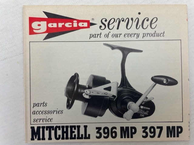 Garcia service boekje van Mitchell 396 MP 397 MP molen - CV Fishing